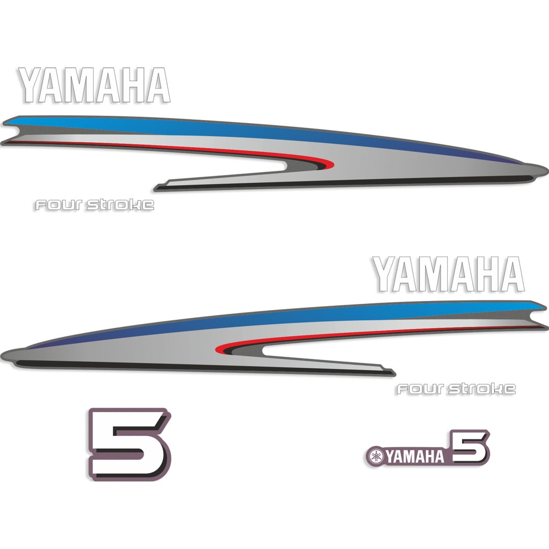 Yamaha 5 HP Four Stroke Outboard Engine Decals Sticker Set Reproduction ...