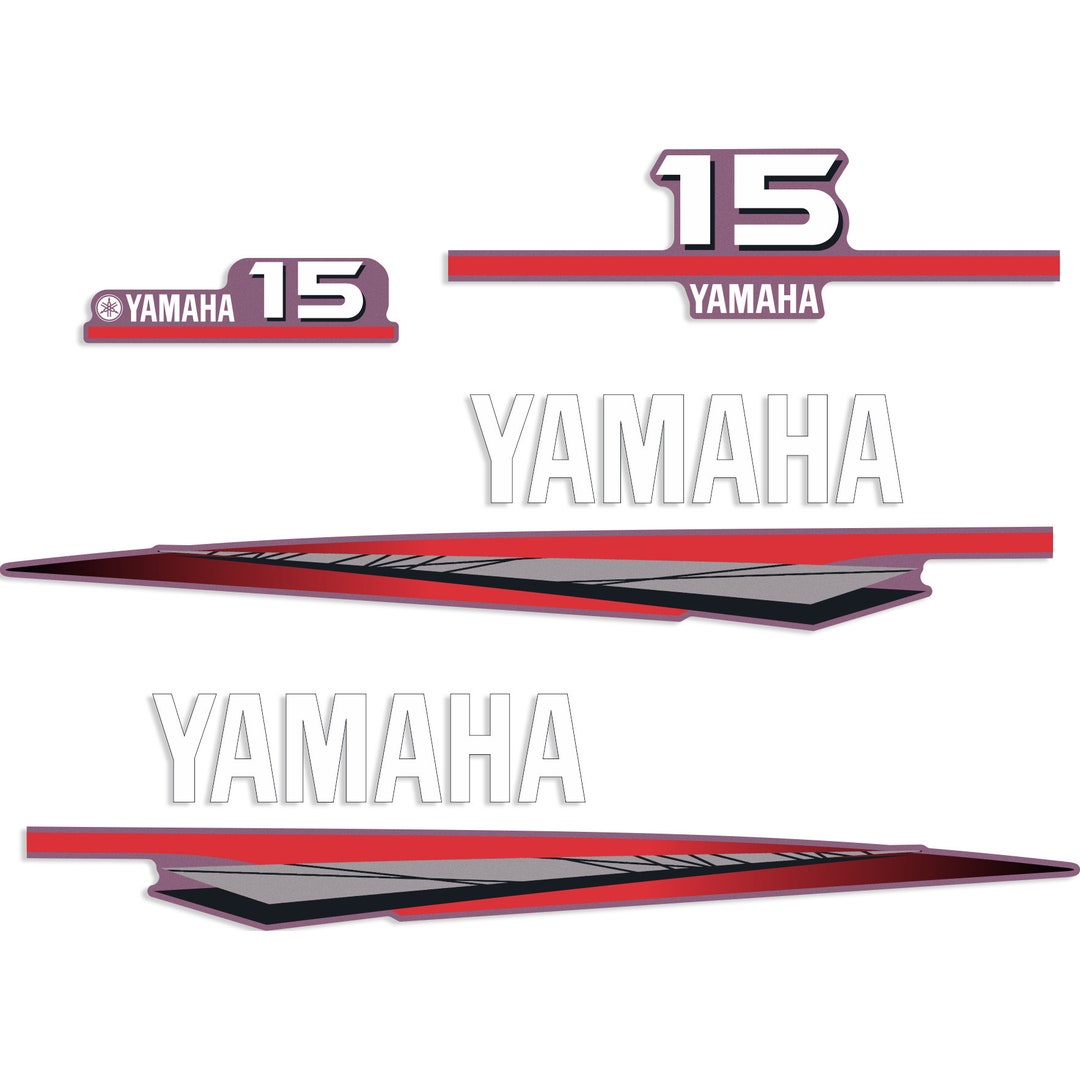 Yamaha 15 HP Two Stroke Outboard Engine Decals Sticker Set Reproduction ...