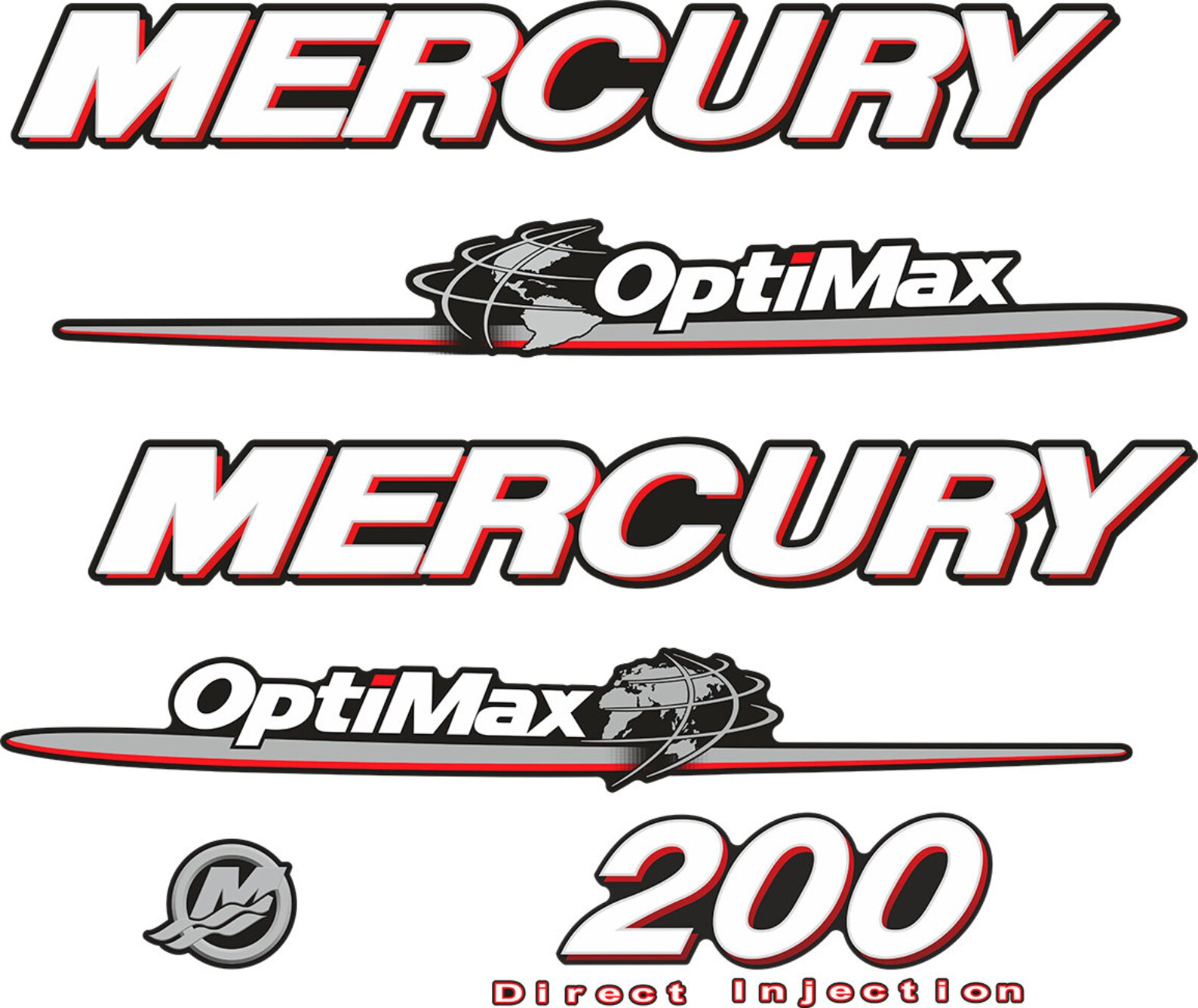 Mercury 200 Hp Optimax Outboard Engine Decals Sticker Set | Etsy