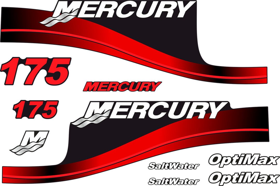 Mercury 175hp Optimax Saltwater Outboard Engine Decals Sticker Set - Etsy