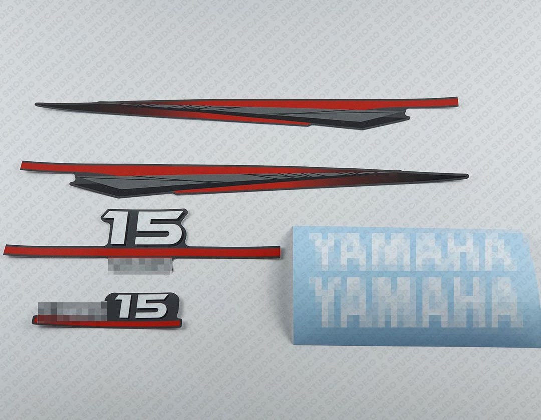 Yamaha 15 HP Two Stroke Outboard Engine Decals Sticker Set Reproduction ...