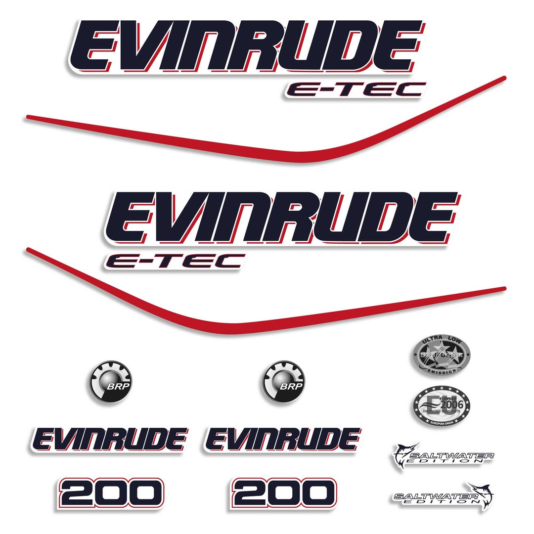 Evinrude 200HP E-tec 90 Degree, V6, 3.3L White Cowling Outboard Engine ...