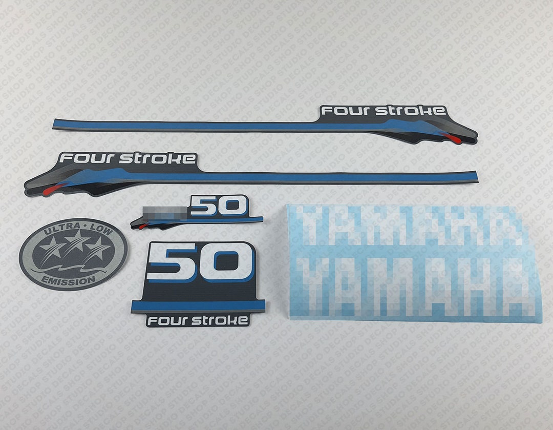 Yamaha 50 HP Four Stroke 2000 Outboard Engine Decals Sticker Set ...