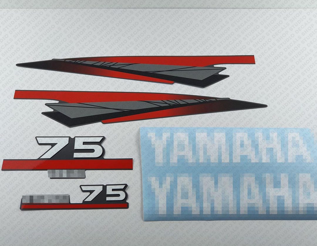 Yamaha 75 HP Two Stroke Outboard Engine Decals Sticker Set Reproduction ...