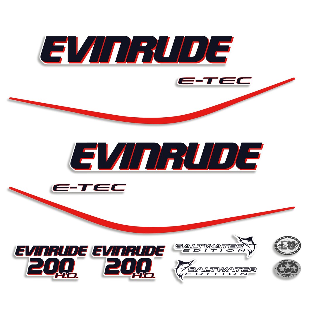 Evinrude 200HP E-tec High Output 2004-2008 Outboard Engine Decals ...