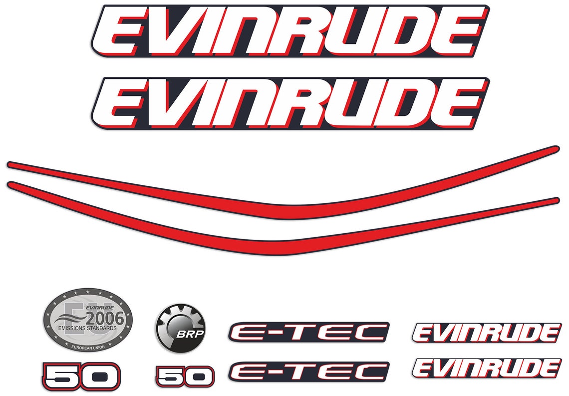 Evinrude 50HP E-tec Outboard Engine Decals Sticker Set | Etsy