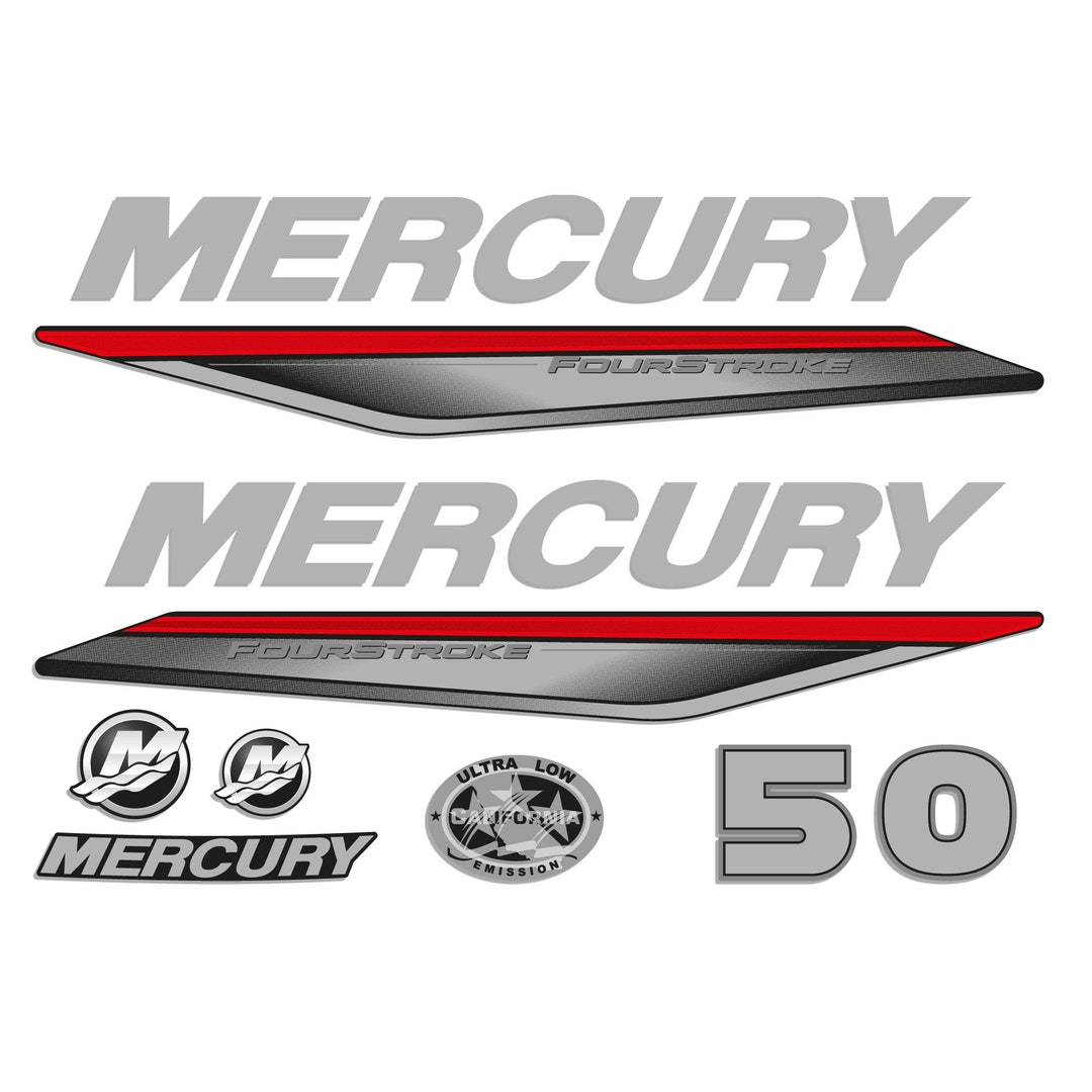Mercury 50 HP Four Stroke 2019-2022 Outboard Engine Decals Sticker Set ...