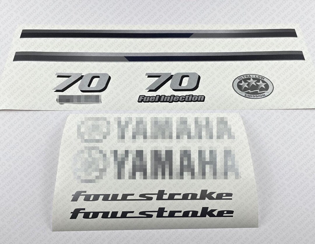 Yamaha 70 HP Four Stroke 2013 Outboard Engine Decals Sticker Set ...