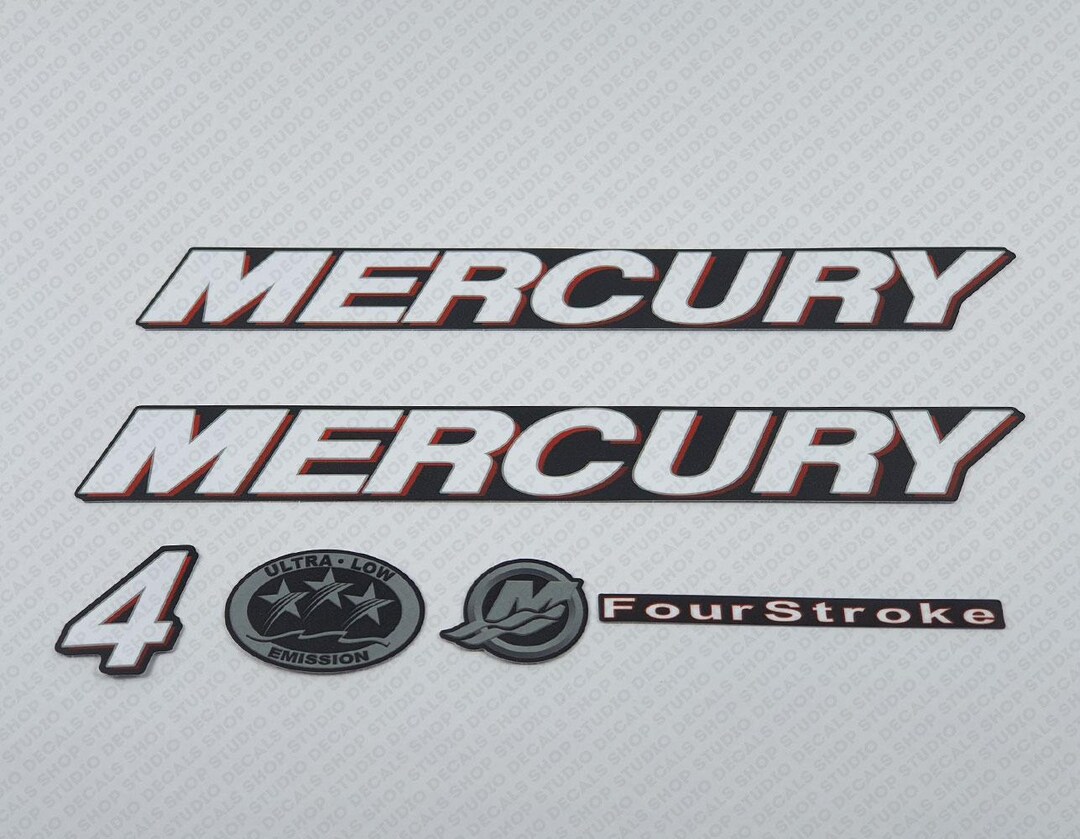Mercury 4 HP Four Stroke Outboard Engine Decals Sticker Set ...