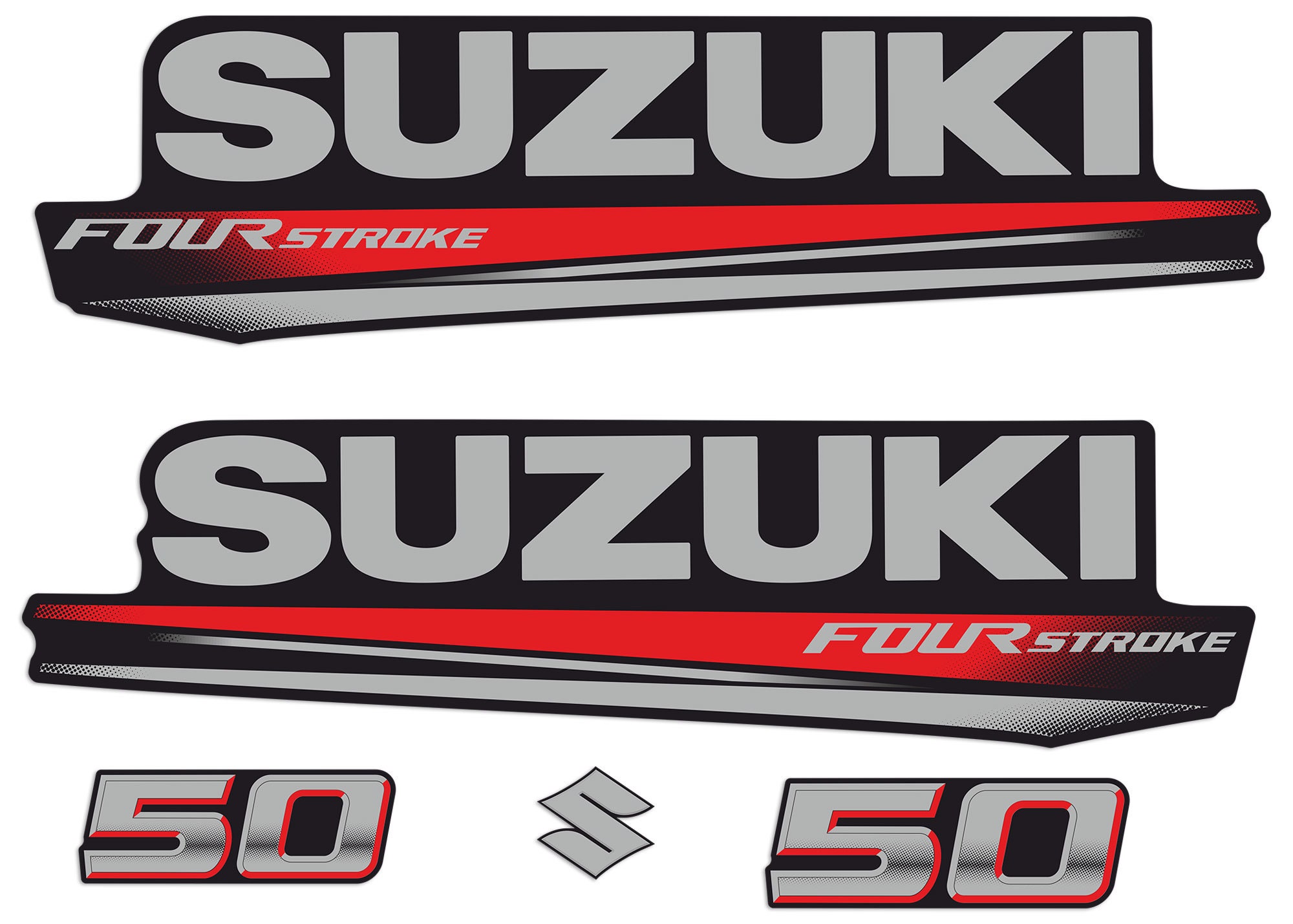 Suzuki DF50 50hp Four Stroke 2017 Outboard Engine Decals Sticker Set ...