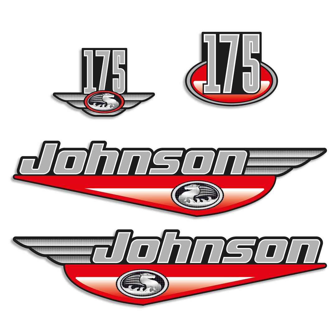 Johnson 175HP 1999-2000 Red Outboard Engine Decals Sticker Set ...