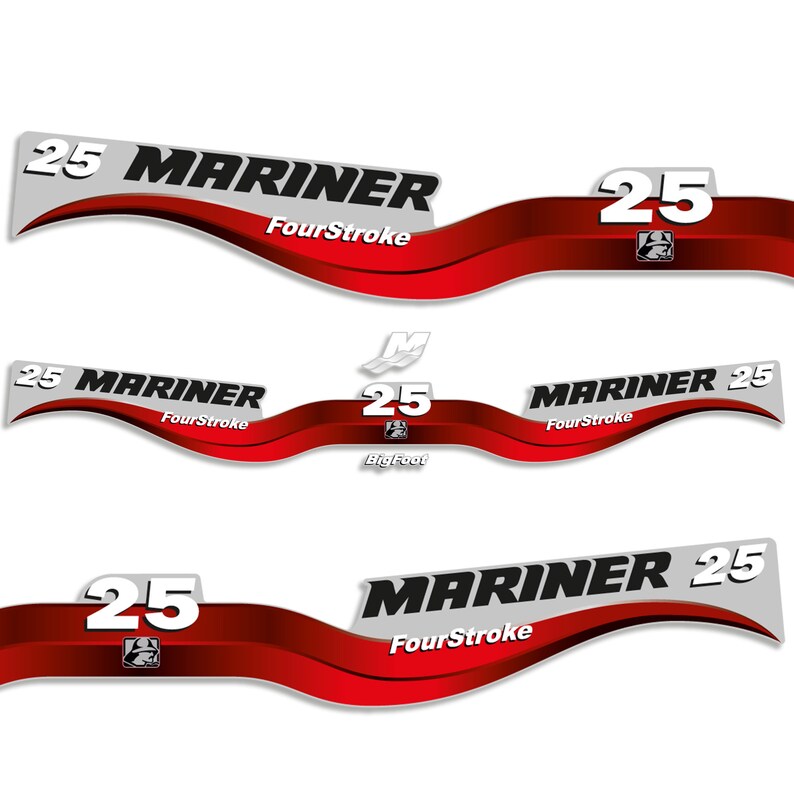 Mariner 25 HP Four Stroke Outboard Engine Decals Sticker Set ...