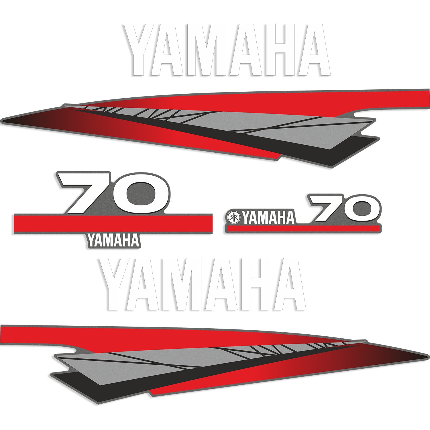 Yamaha 70 HP Two Stroke Outboard Engine Decals Sticker Set Reproduction ...
