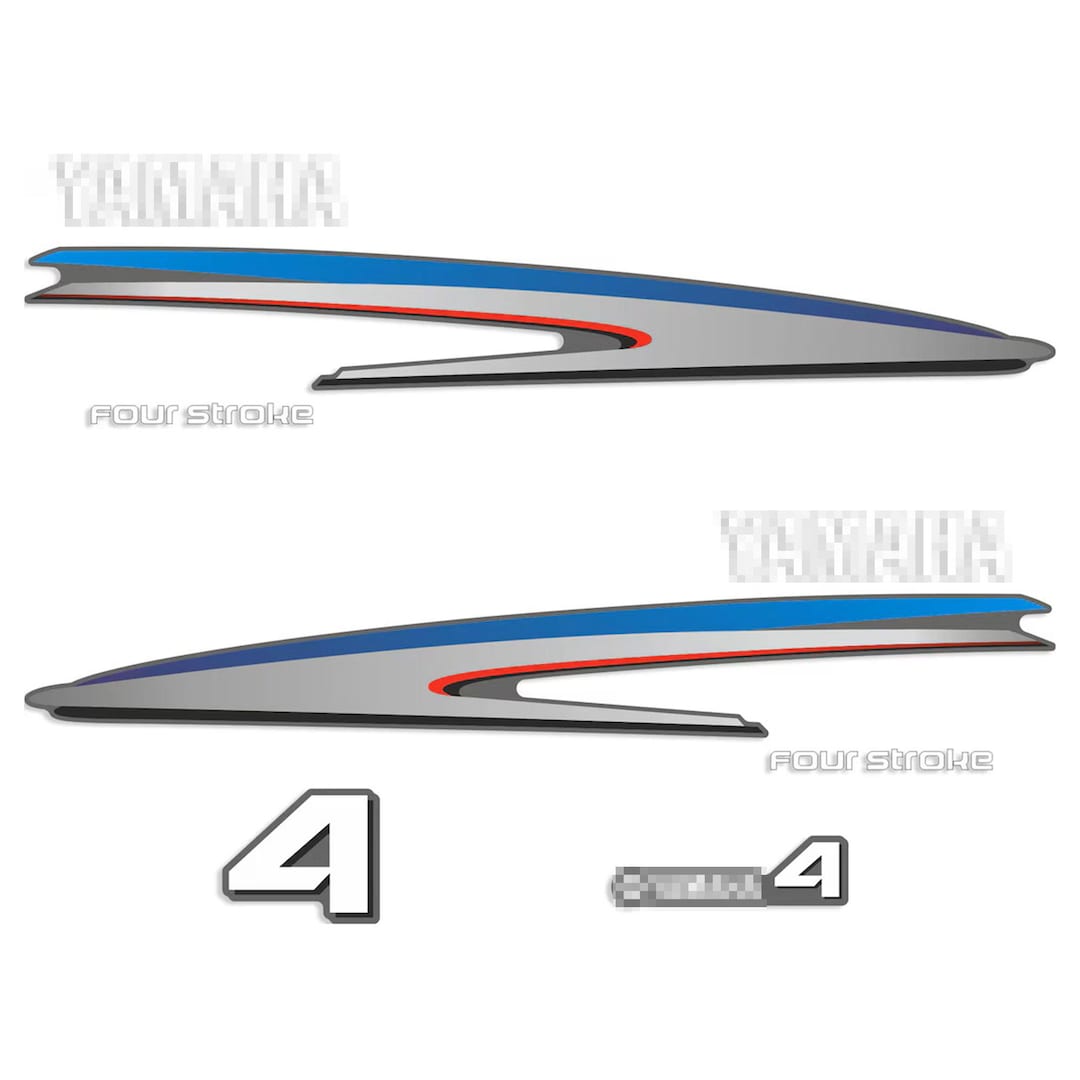 Yamaha 4 HP Four Stroke Outboard Engine Decals Sticker Set Reproduction ...