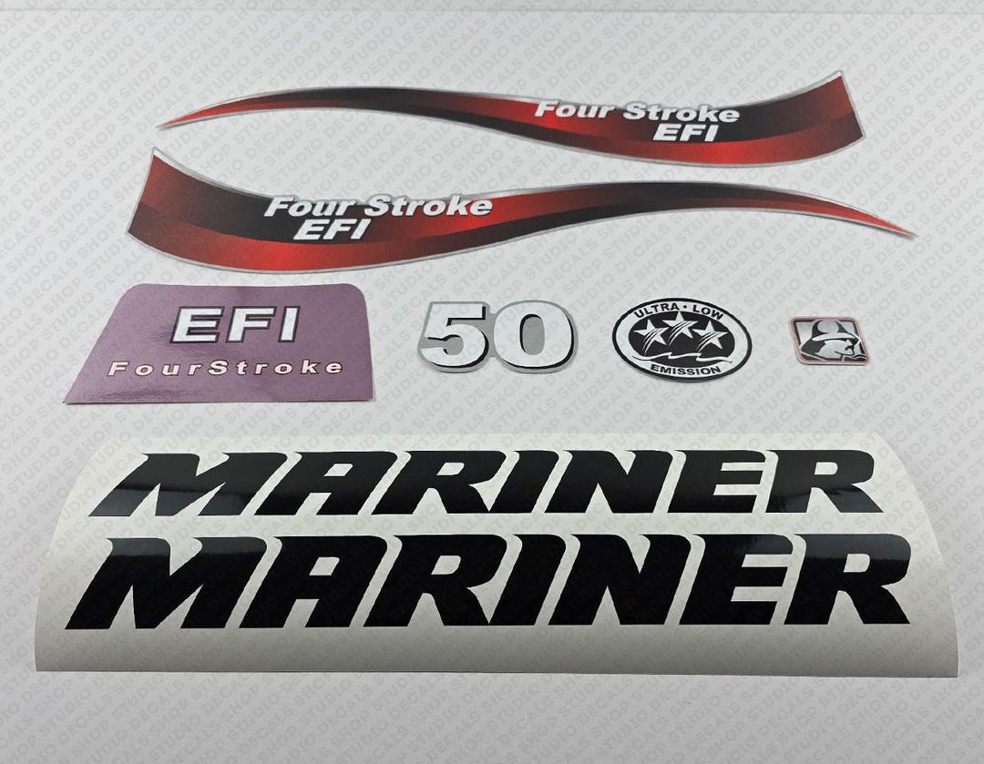 Mariner 50HP Four Stroke EFI 2014 Outboard Engine Decals Sticker Set ...