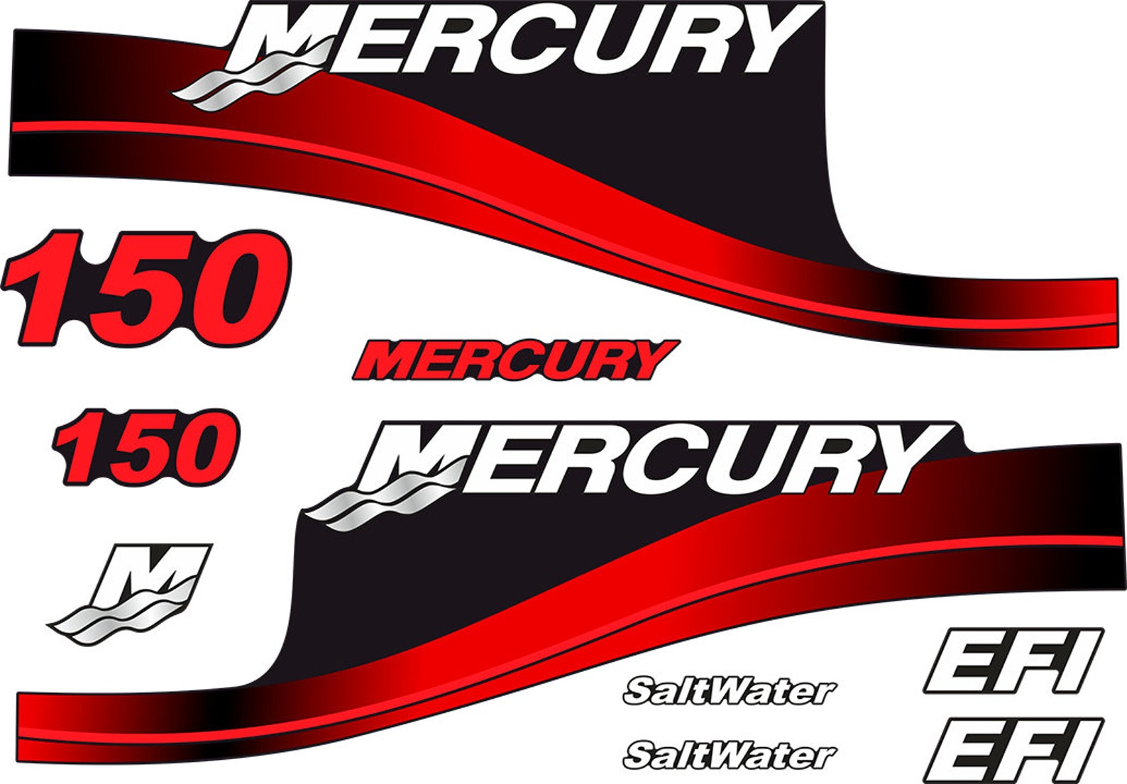 Mercury 150hp EFI Saltwater Outboard Engine Decals Sticker Set - Etsy UK