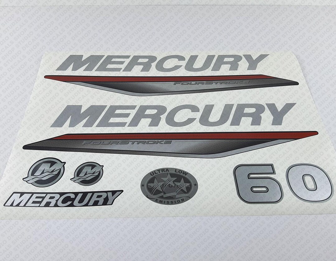 Mercury 60 HP Four Stroke 2019-2022 Outboard Engine Decals Sticker Set ...