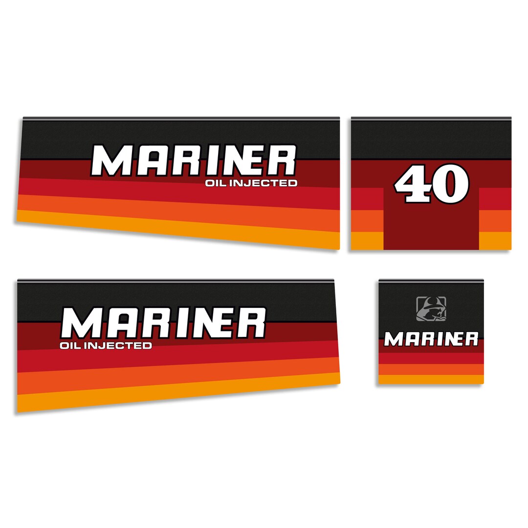 Mariner 40HP Magnum 1989 Outboard Engine Decals Sticker Set ...
