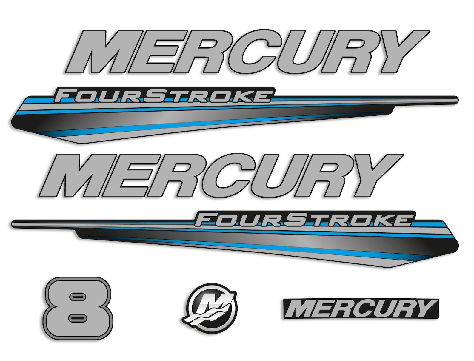 Mercury 8 HP Four Stroke 2013 2017 Outboard Engine Decals - Etsy