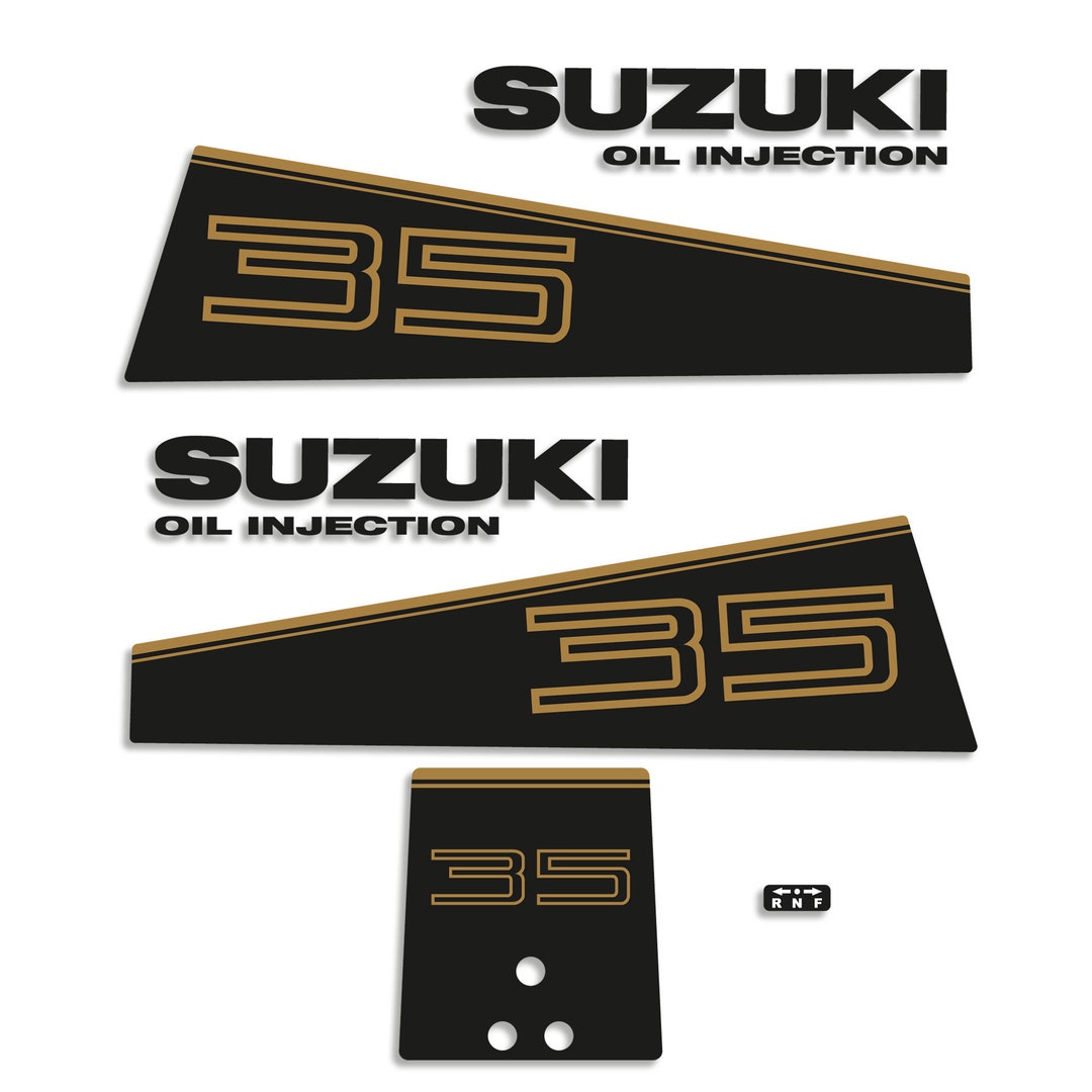 Suzuki DT35 35hp Two Stroke Gold Outboard Engine Decals Silver Cowling ...
