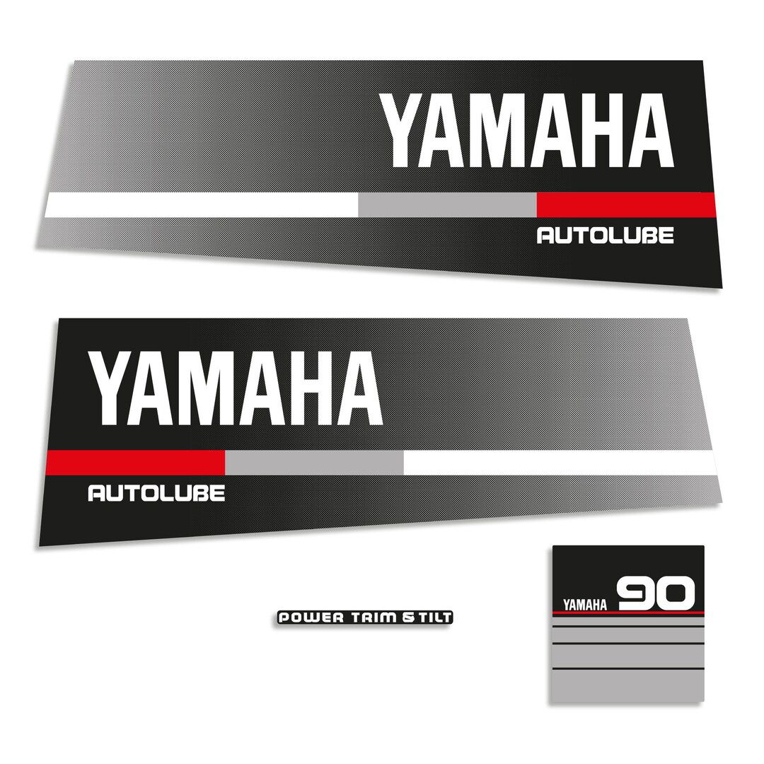 Yamaha 90 HP Autolube Two Stroke Outboard Engine Decals Sticker Set ...