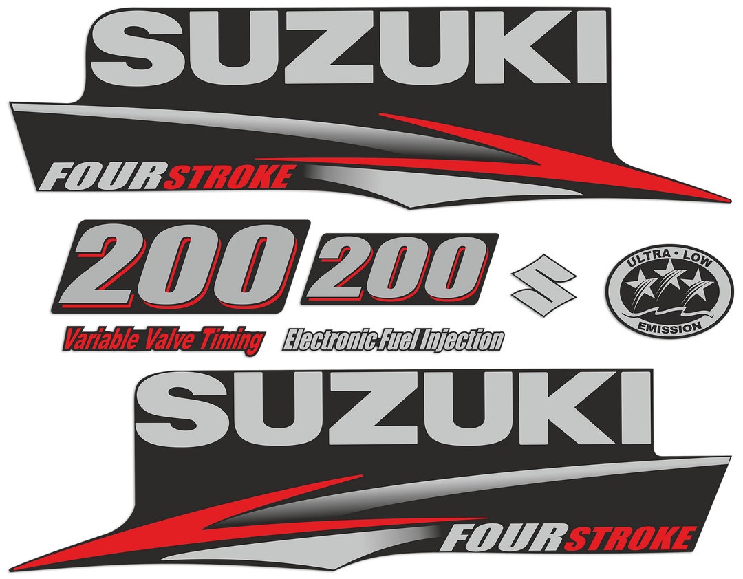 Suzuki DF200 200hp Four Stroke 2010 2013 Outboard Engine Decals Sticker ...