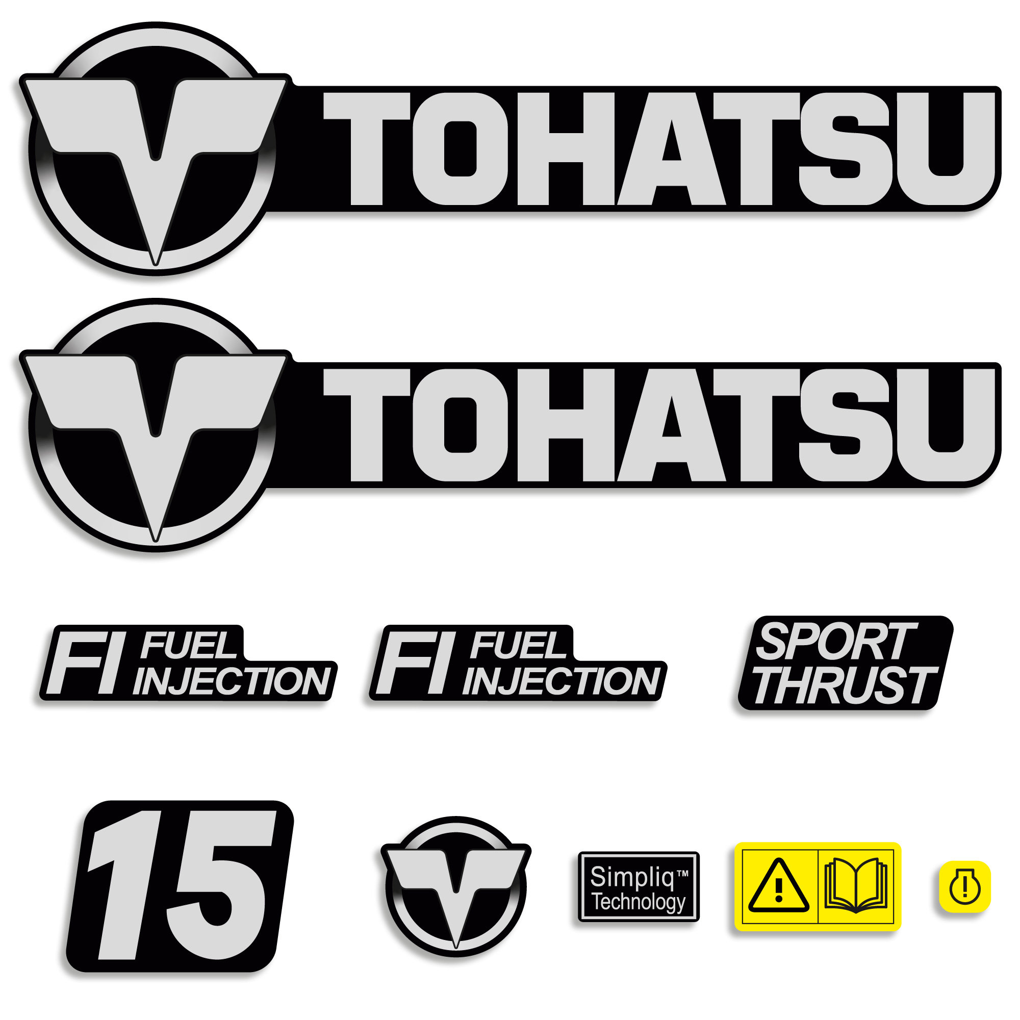 Tohatsu 15 HP Four Stroke Efi Outboard Engine Decals Sticker Set ...