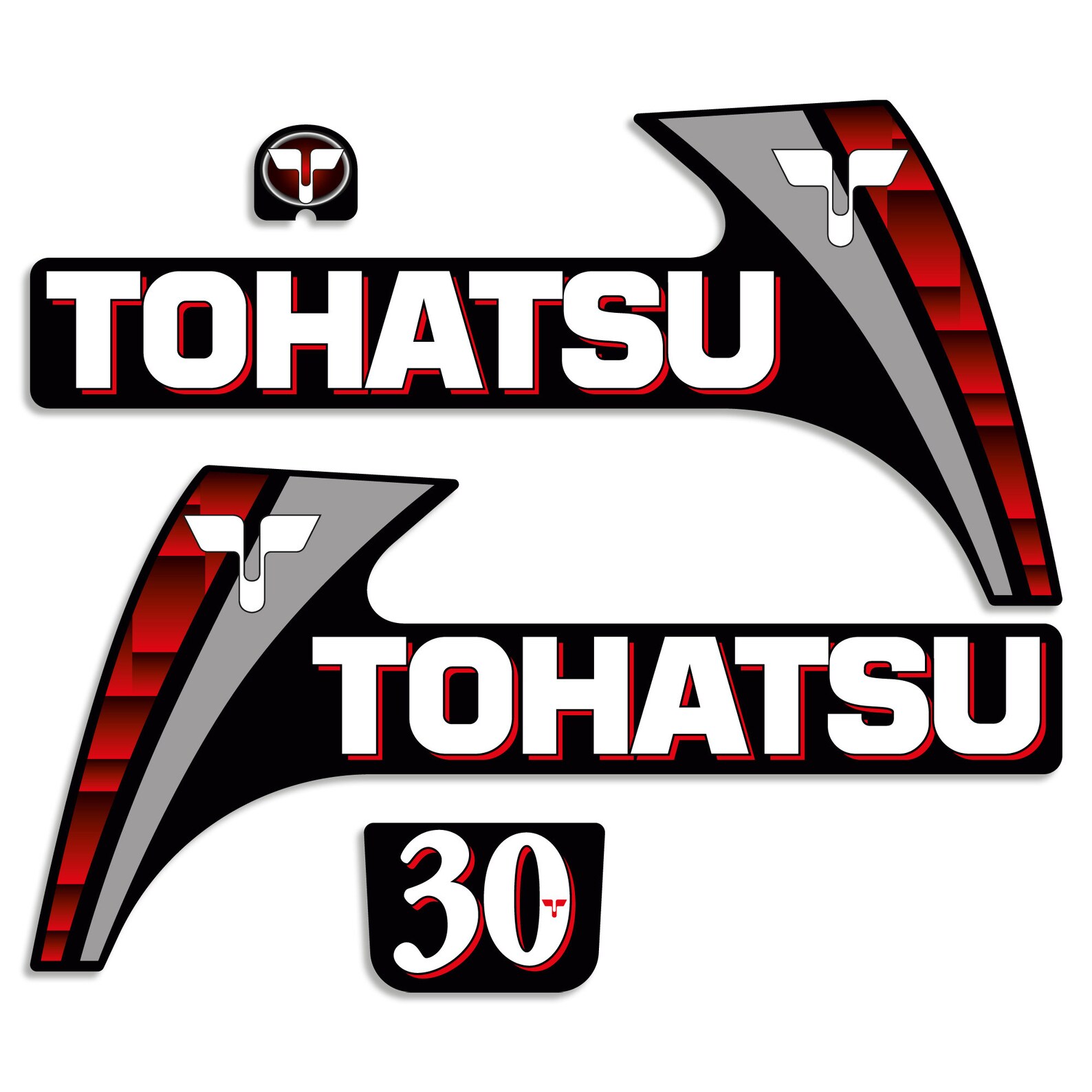 Tohatsu 30 HP Two Stroke Outboard Engine Decals Sticker Set ...