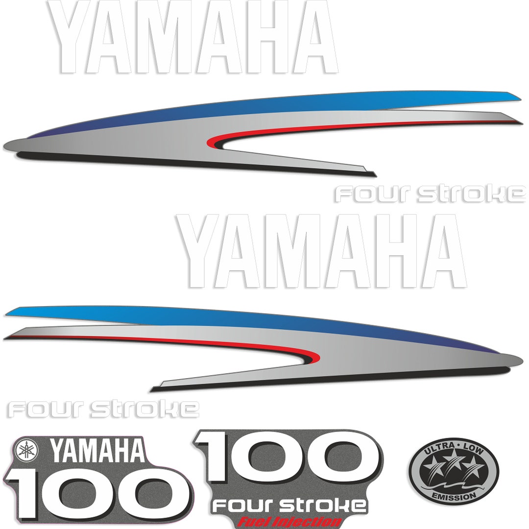Yamaha 100 HP Four Stroke Outboard Engine Decals Sticker Set ...