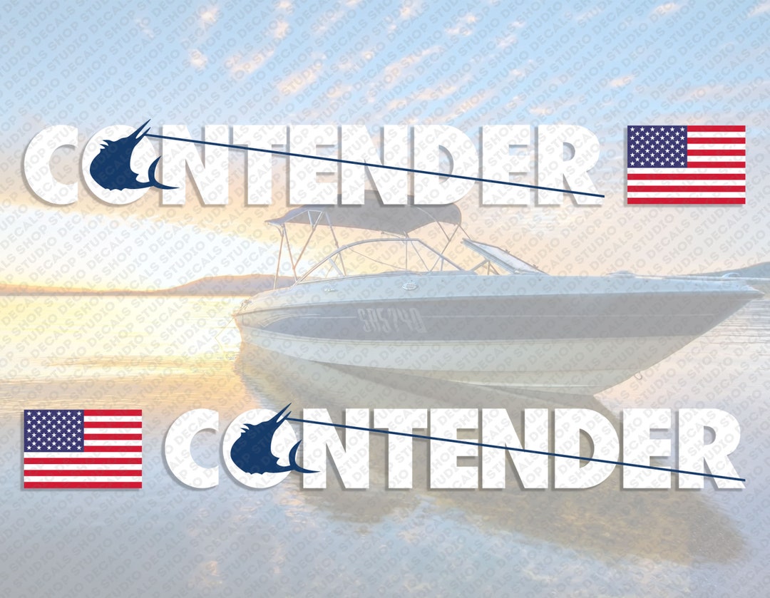 Contender Boat Logo USA Flag White/blue Decals Set of 2 X - Etsy