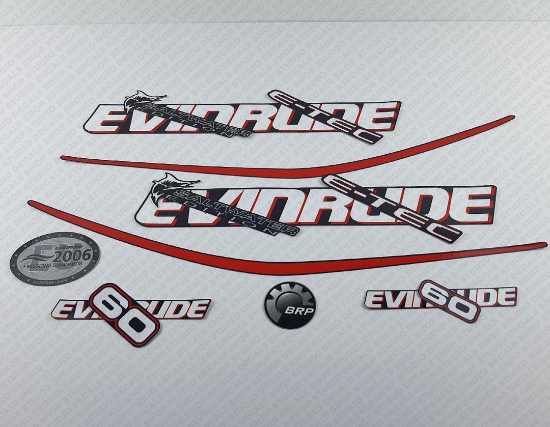 Evinrude 60HP E-tec Outboard Engine Decals Sticker Set Reproduction - Etsy