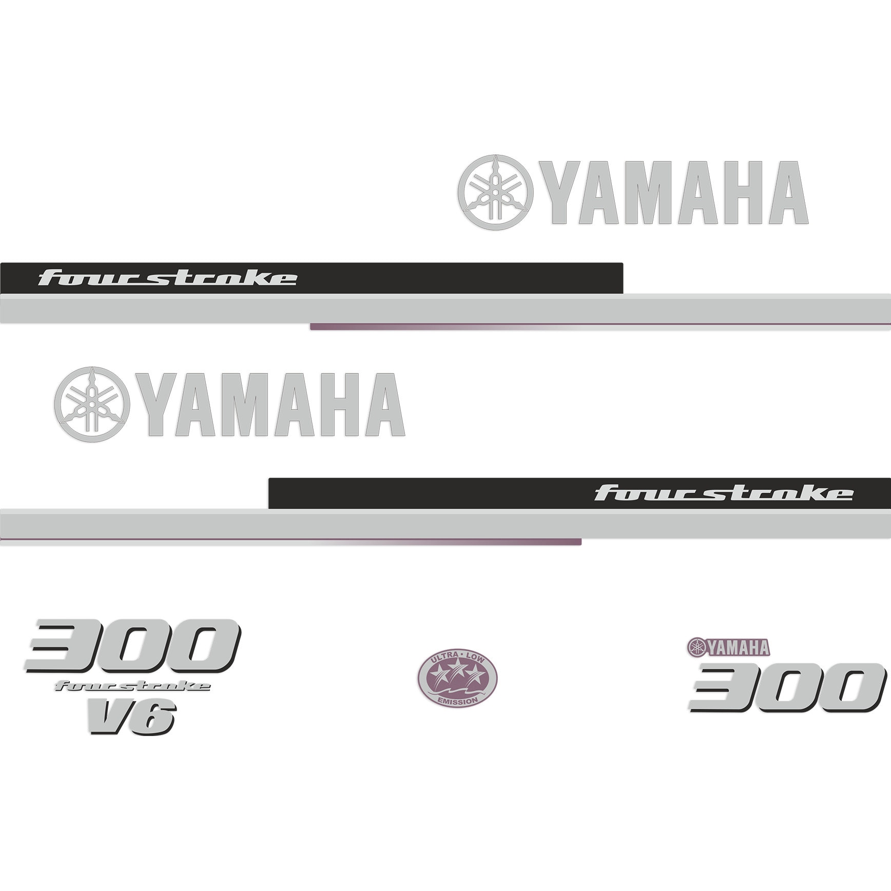 Yamaha 300 HP V6 Four Stroke 2013 Outboard Engine Decals Sticker Set ...