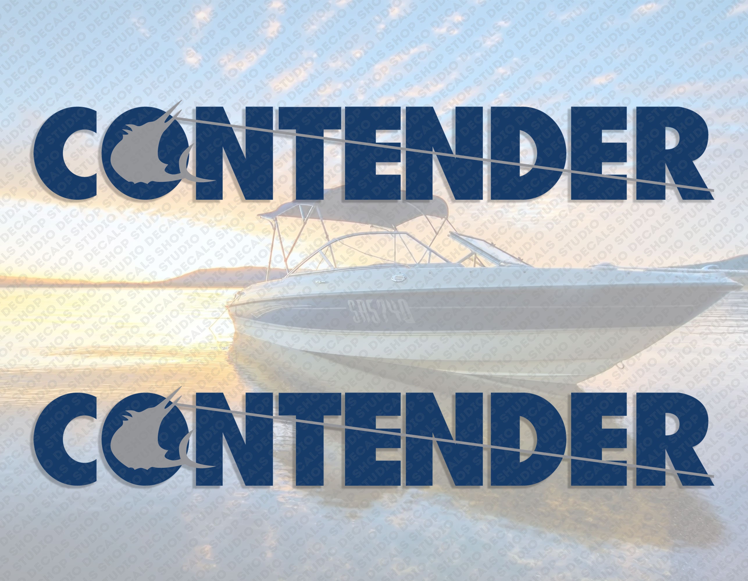 Contender Boat Logo Blue/gray Decals Set of 2 X 26 - Etsy