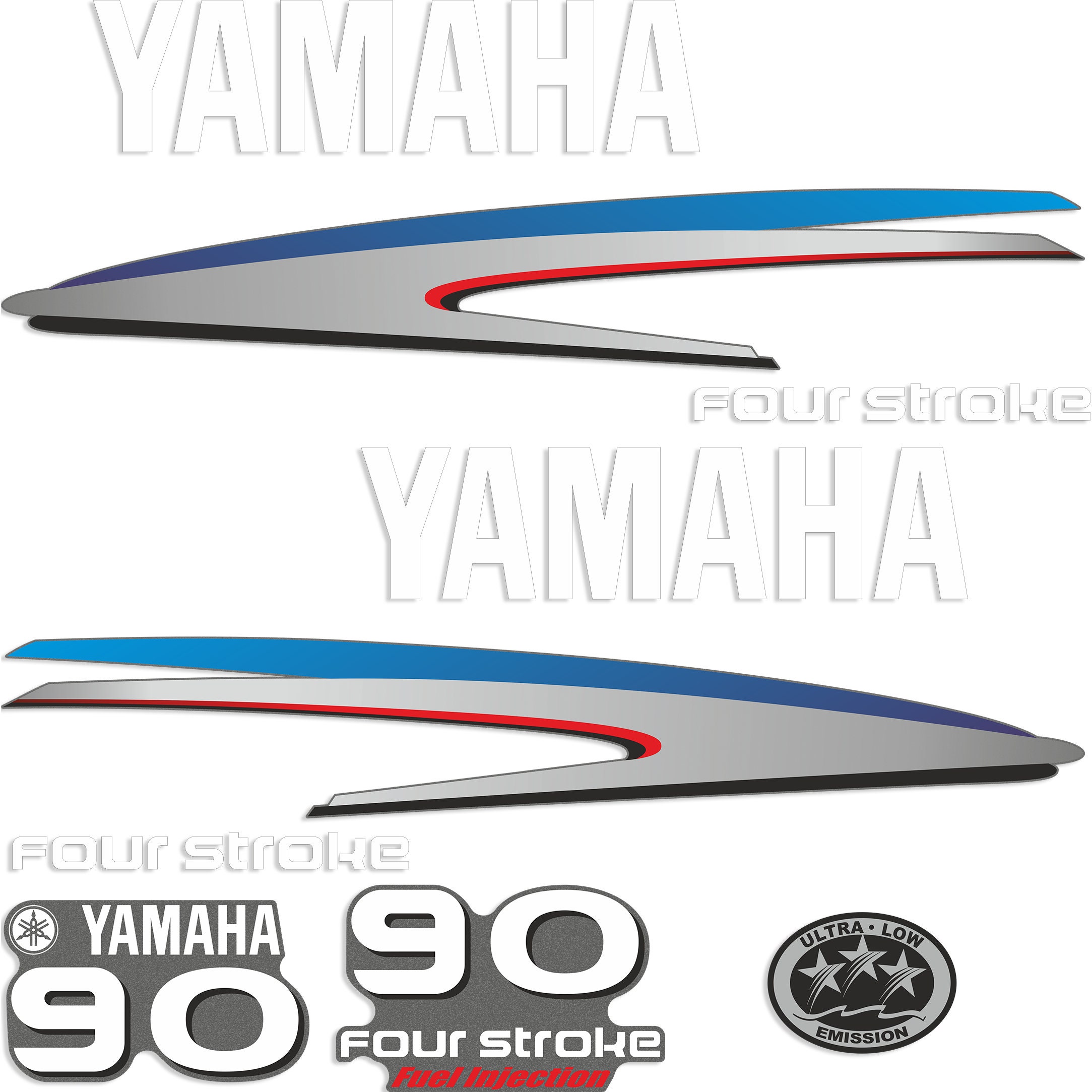 Yamaha 90 HP Four Stroke Outboard Engine Decals Sticker Set - Etsy