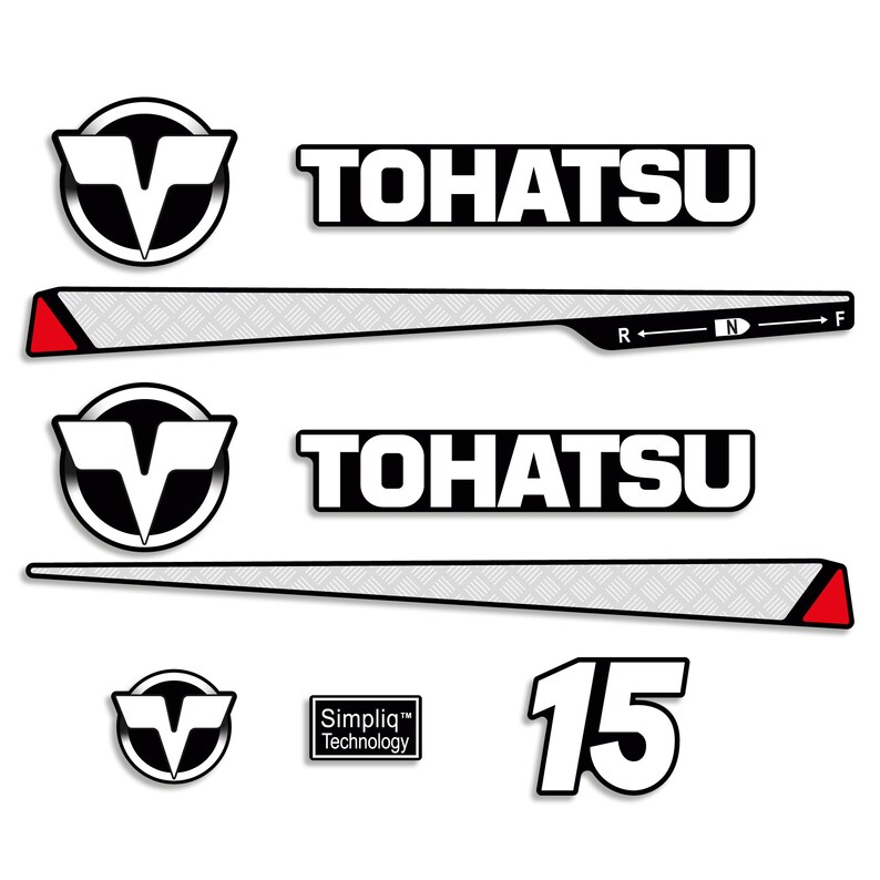 Tohatsu 15 HP Two Stroke Outboard Engine Decals Sticker Set ...