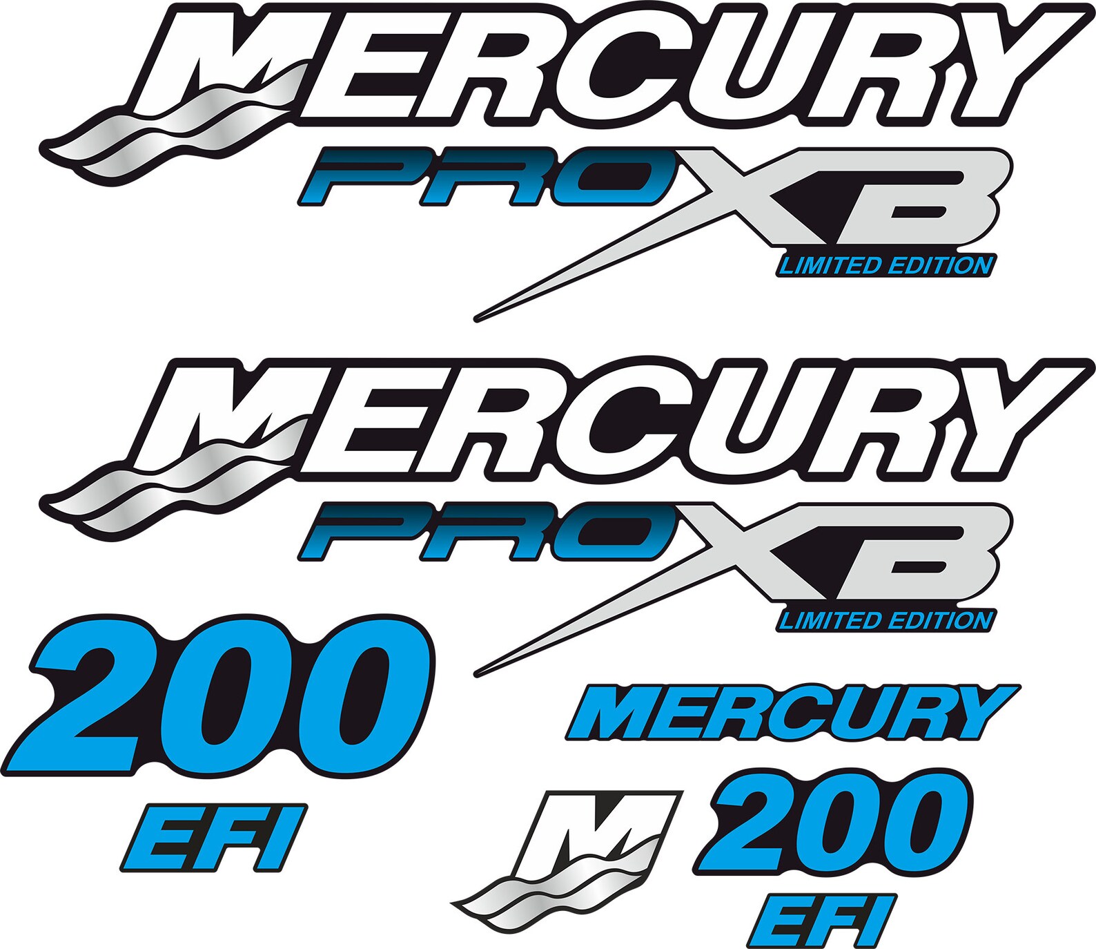 Mercury 200 HP Pro XB Limited Edition Outboard Engine Decals - Etsy