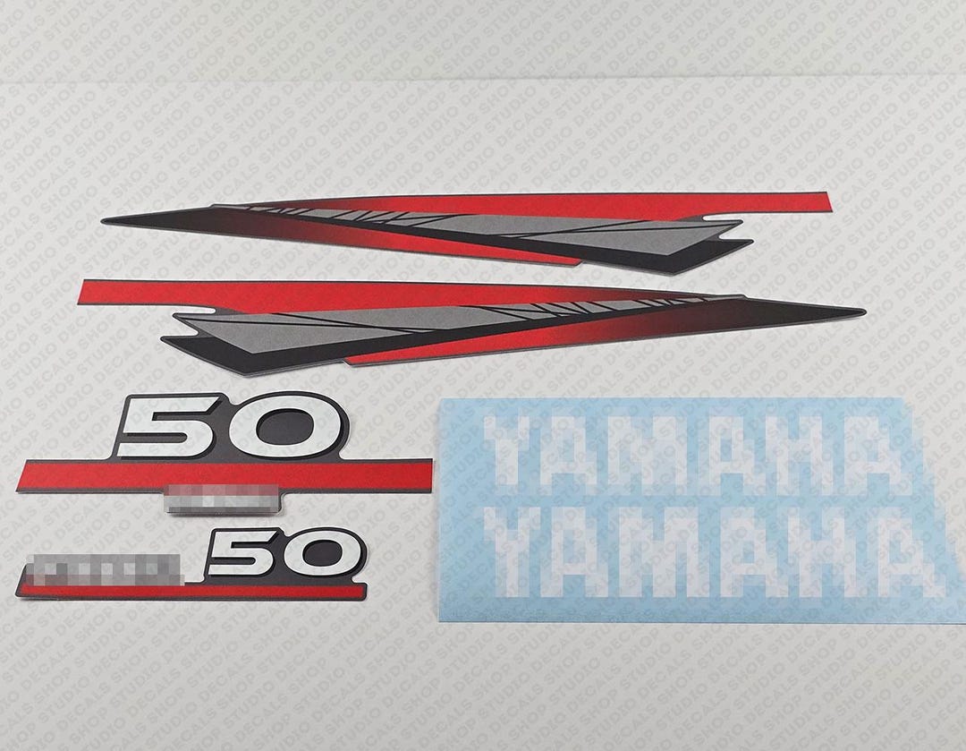 Yamaha 50 HP Two Stroke Outboard Engine Decals Sticker Set Reproduction ...
