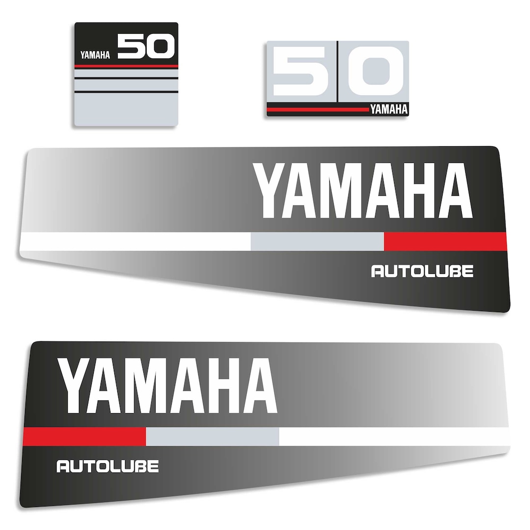 Yamaha 50 HP Autolube Two Stroke Outboard Engine Decals Sticker Set ...