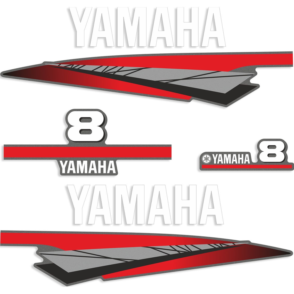 Yamaha 8 HP Two Stroke outboard engine decals sticker set | Etsy