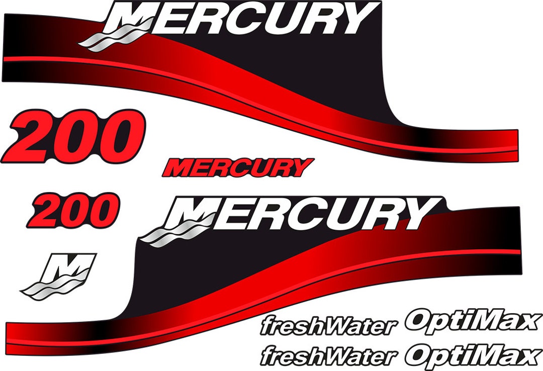 Mercury 200hp Optimax Freshwater Outboard Engine Decals Sticker Set - Etsy