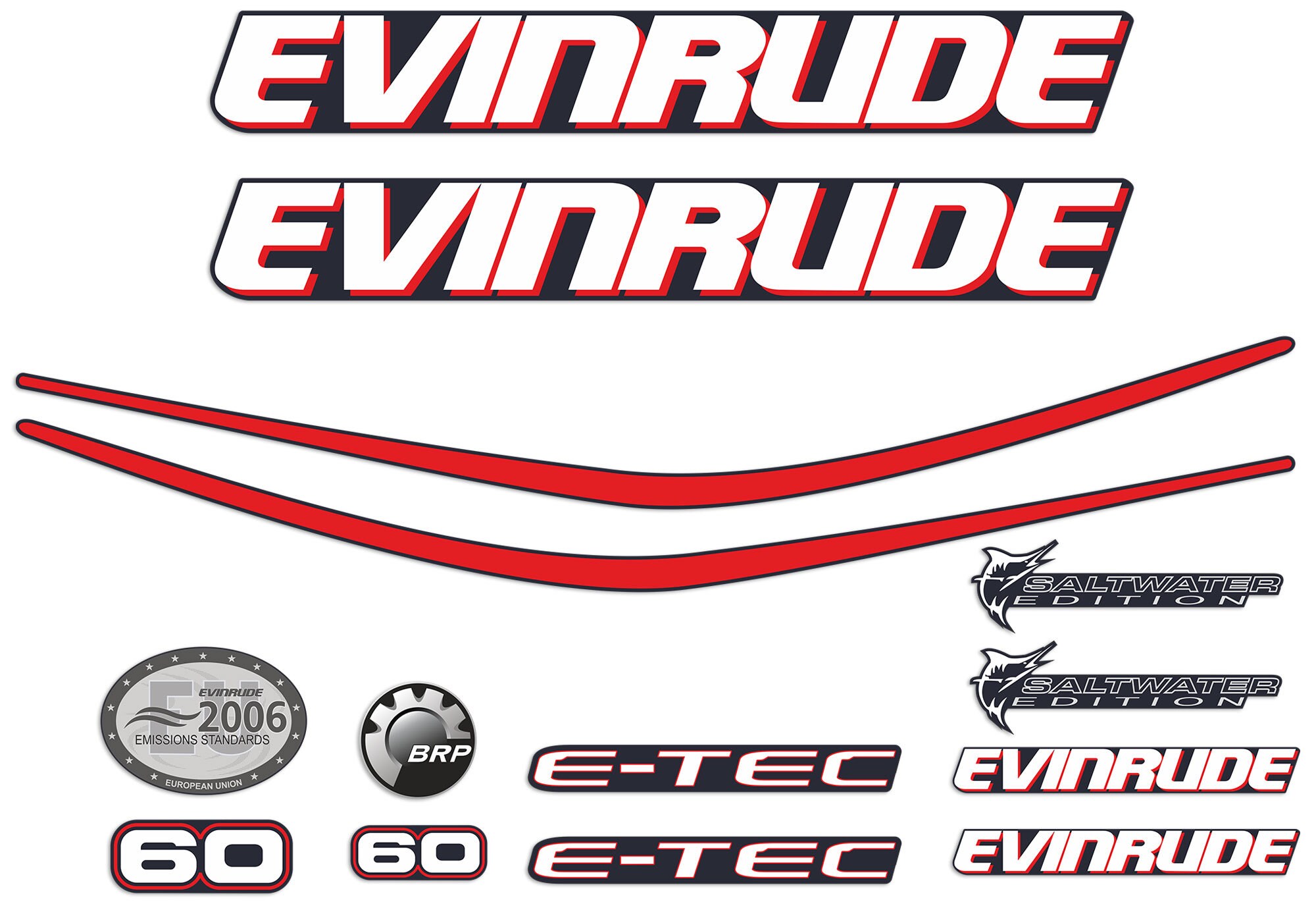 Evinrude 60HP E-tec Outboard Engine Decals Sticker Set Reproduction - Etsy
