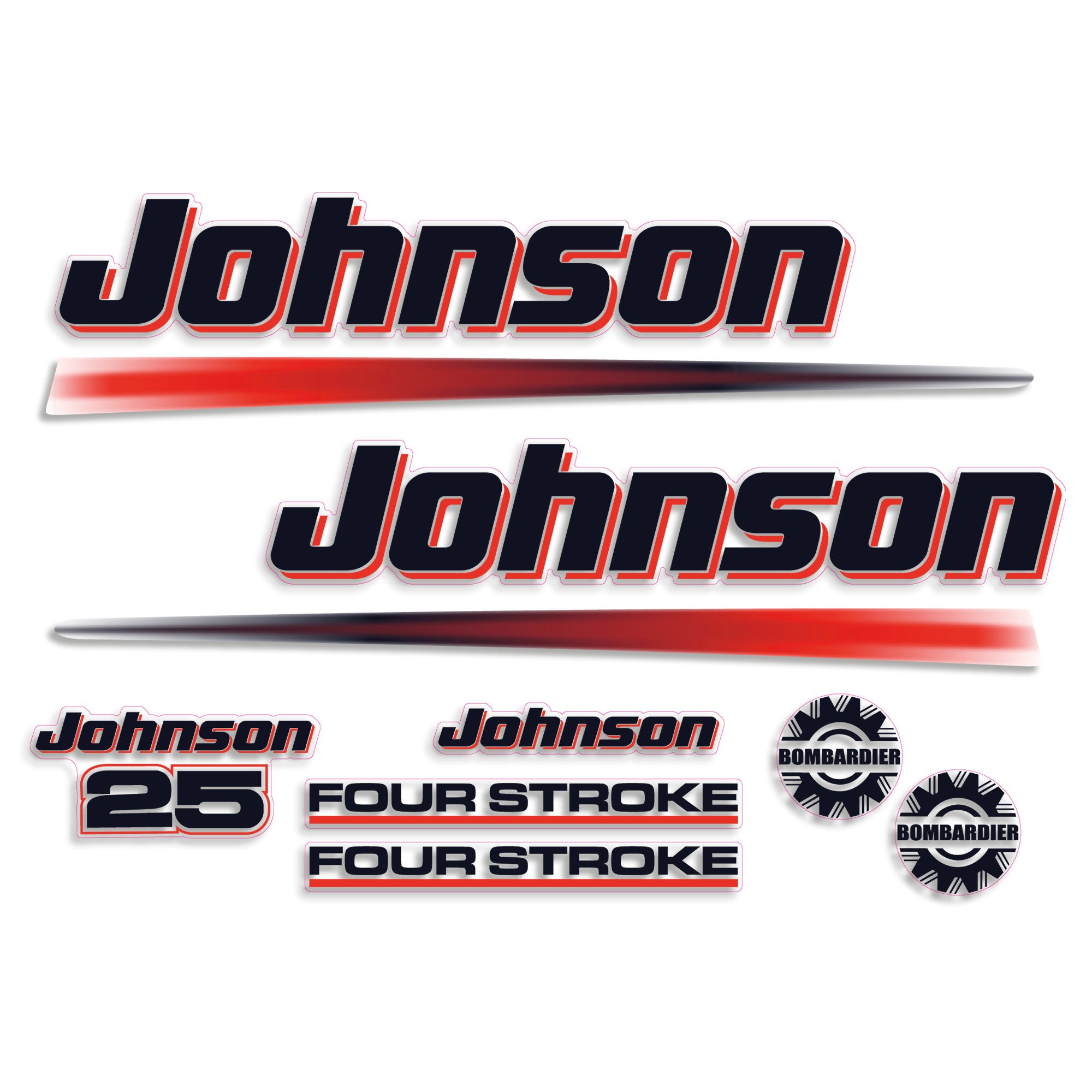 Johnson 25HP Four Stroke Outboard Engine Decals Sticker Set ...