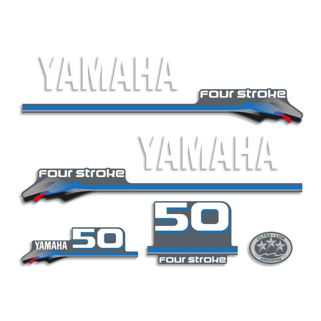 Yamaha 50 HP Four Stroke 2000 Outboard Engine Decals Sticker Set ...