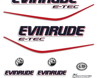 Evinrude 50hp ETEC / E-TEC Outboard Engine Decals/sticker Kit WHITE ...