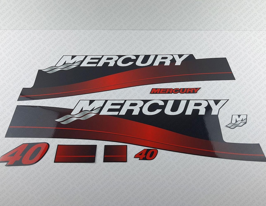 Mercury 40 HP Two Stroke Outboard Engine Decals Sticker Set ...