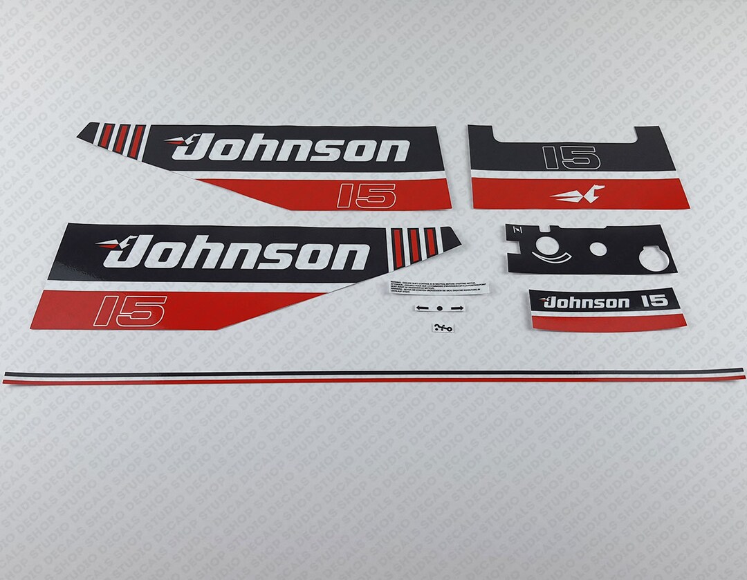 Johnson 15HP Two Stroke 1991 Outboard Engine Decals Sticker Set ...
