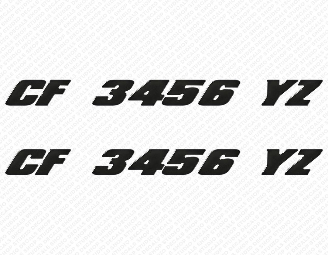 Thunder Jet Matching Font Boat Raised Domed Registration Decals ...