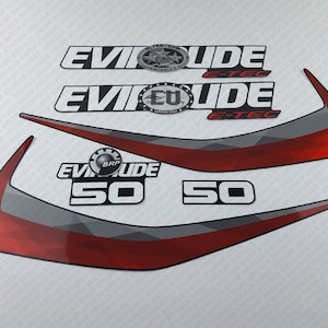 Evinrude 50HP E-tec 2015-2016 Graphite Cowling Outboard Engine Decals ...