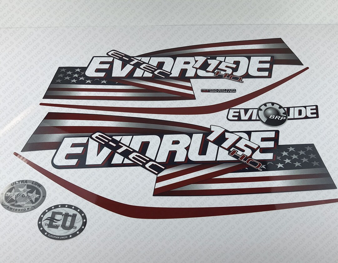 Evinrude 115HP E-tec H.O. 2007-2017 USA Flag Blue Cowl Outboard Engine ...