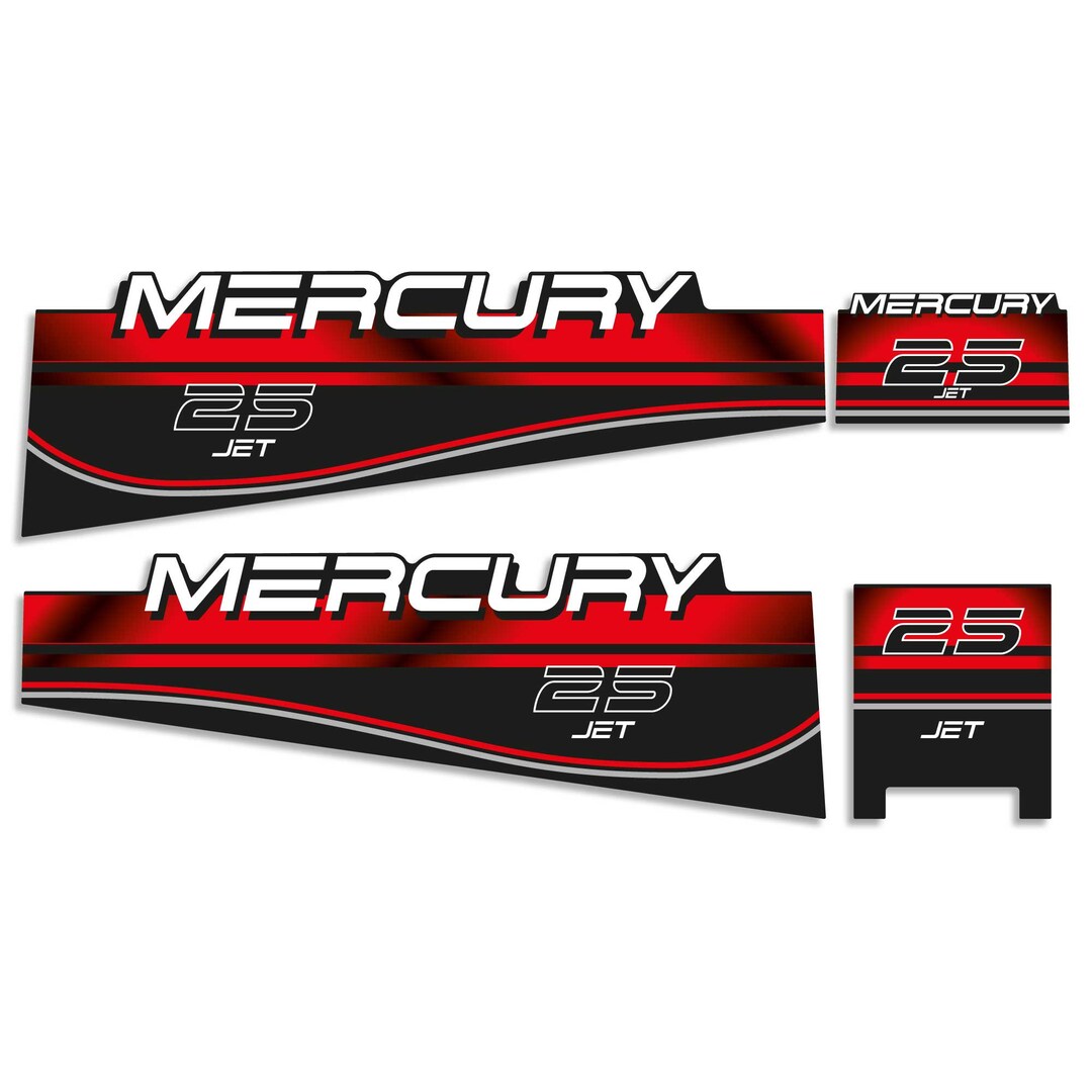 Mercury 25 HP Two Stroke 1996-1998 JET Outboard Engine Decals Sticker ...